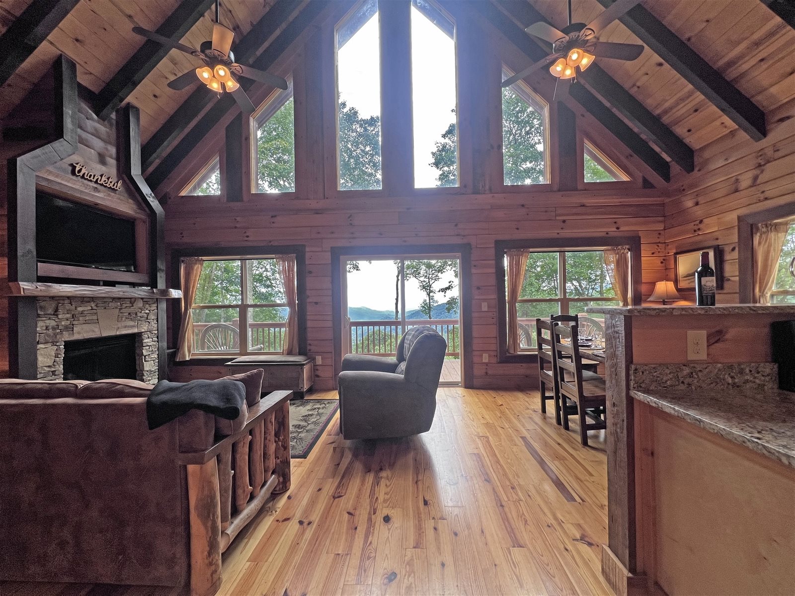Secluded, Luxury Log Cabin Rental with Long-Range Views of Smoky Mountains