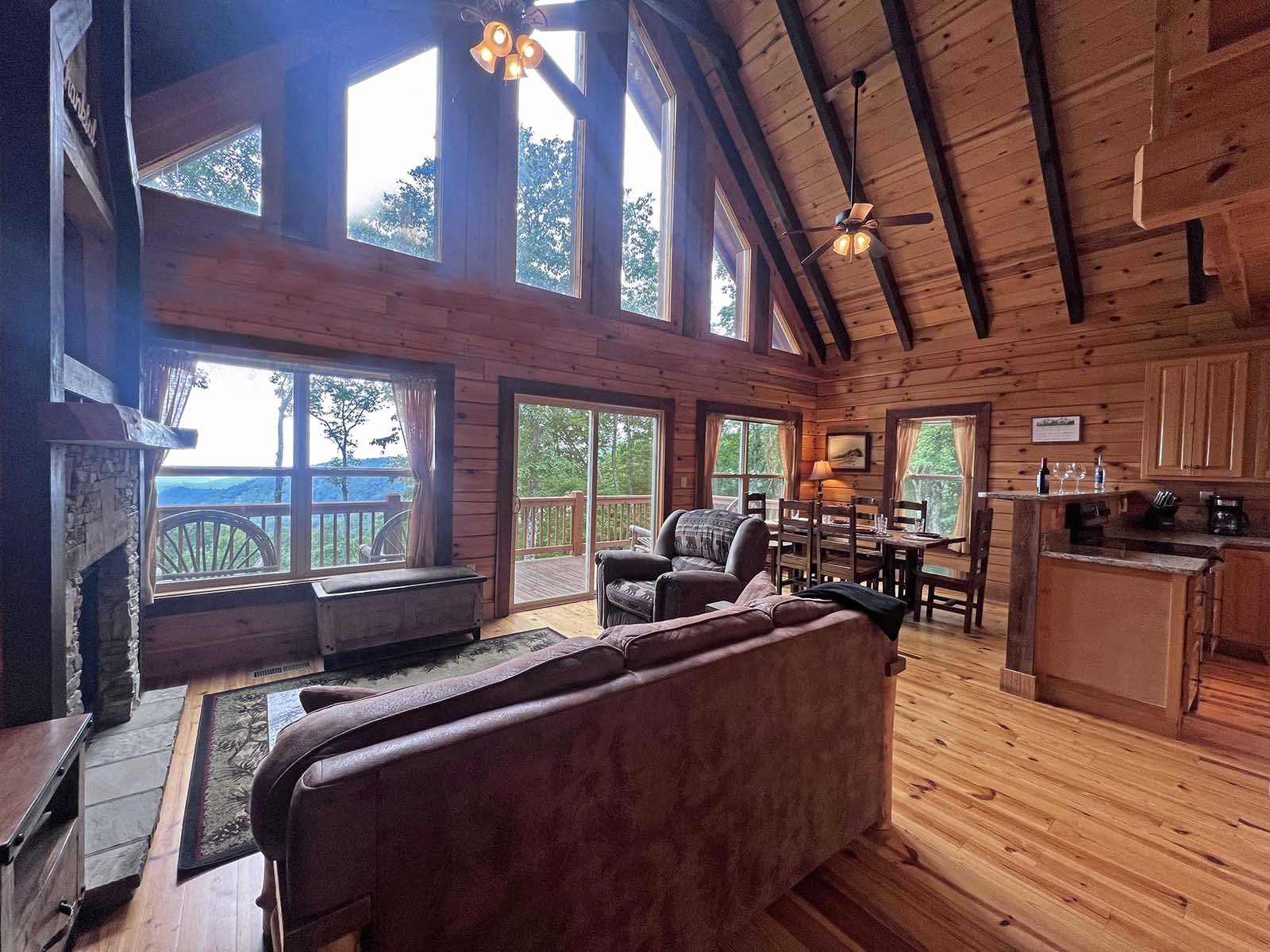 Secluded, Luxury Log Cabin Rental with Long-Range Views of Smoky Mountains