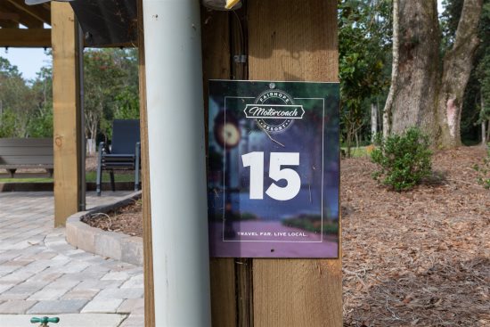 Site 15 Inner loop back in site with Wood Views and a Covered Pergola.